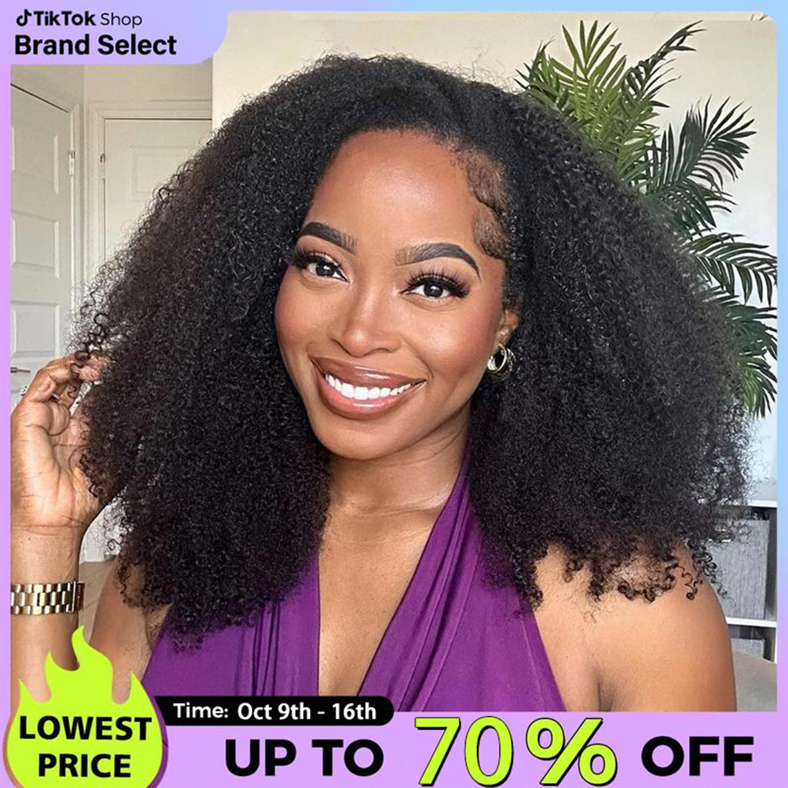 Afro Curly Wear Half Wig 180% 250% Density Upgrade With Drawstring Cap ...